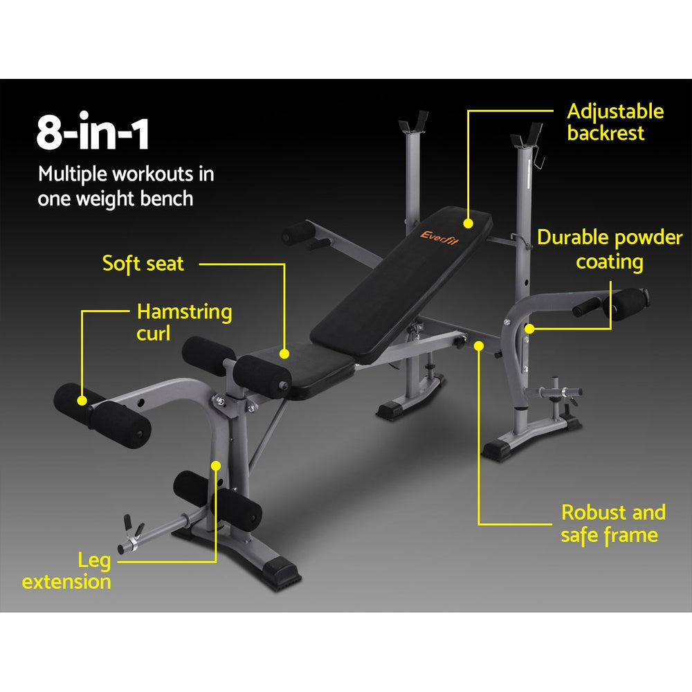8 In 1 Weight Bench Adjustable Bench Press Gym Equipment Workout– Dodosales