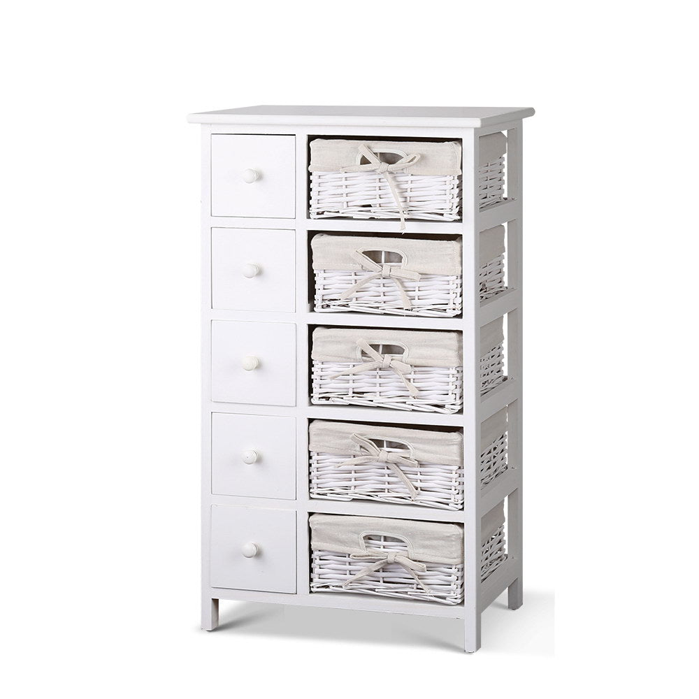 White 5 Basket Storage Unit Drawers Cabinet Bedroom Cupboard– Dodosales