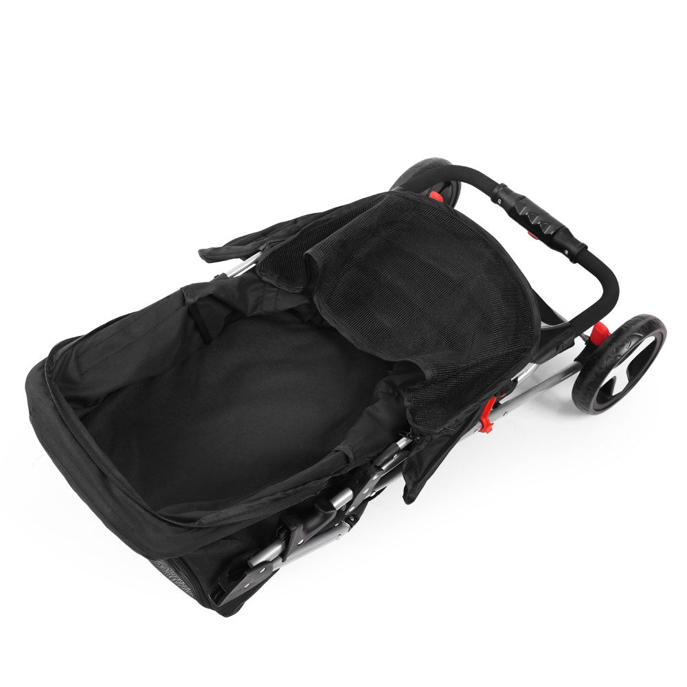 Pet Stroller 3 Wheel Pusher Storage Basket Cat Dog Pushchair Foldable ...